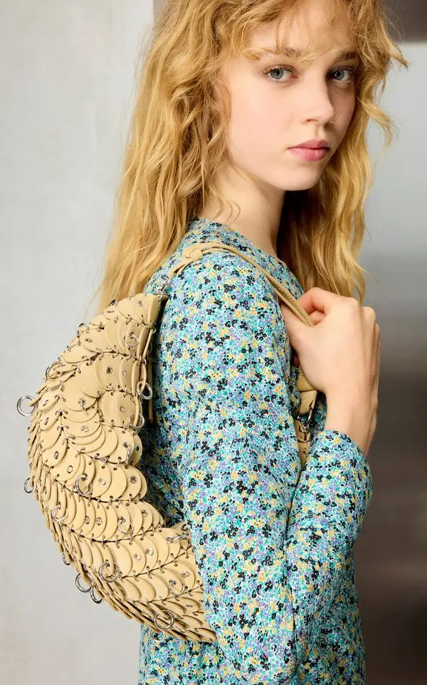 Rabanne Paco Hobo Bag With Suede Piercing