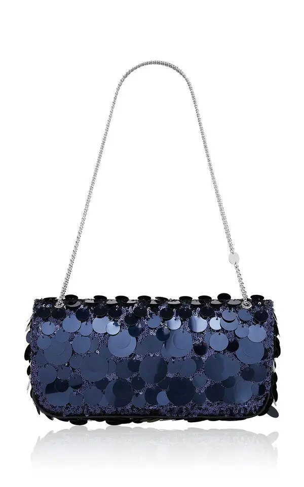 Rabanne Sparkle Large Baguette Bag - Navy
