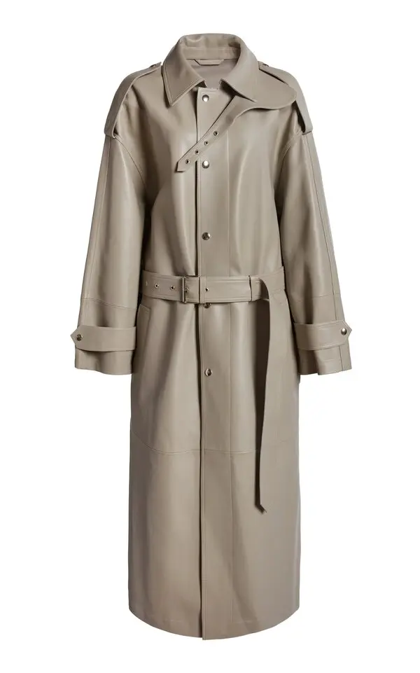 Victoria Beckham Paneled Lamb Leather Trench Coat