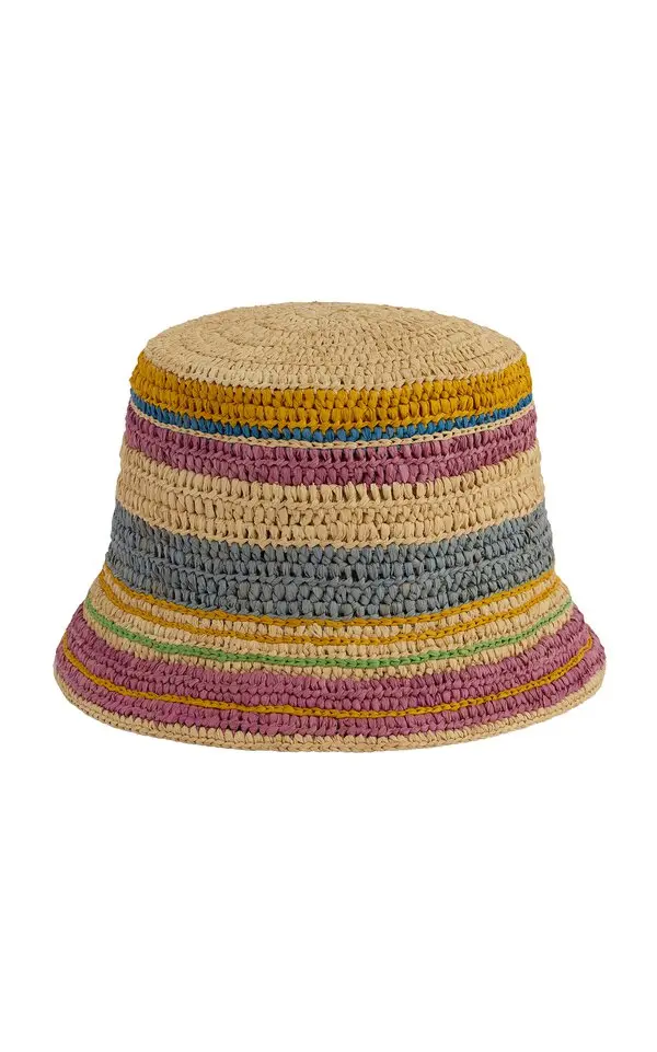 Rabanne Striped Raffia Bob Hat