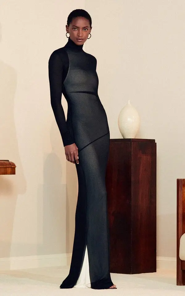 Victoria Beckham Long Sleeve Layered Maxi Dress