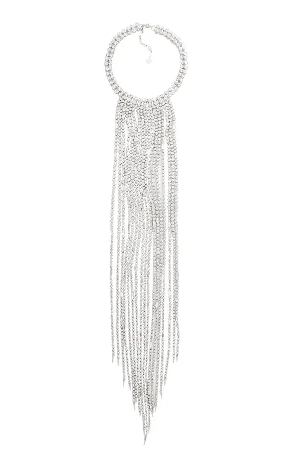 Rabanne Crystal Pendant Necklace - Silver