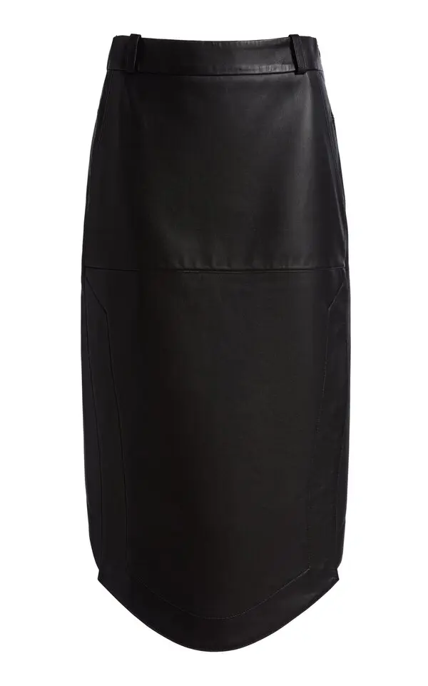 Victoria Beckham Lamb Leather Wrap Midi Skirt - Black
