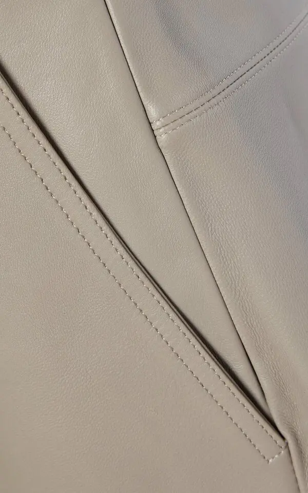 Victoria Beckham Lamb Leather Wrap Midi Skirt - Light Grey