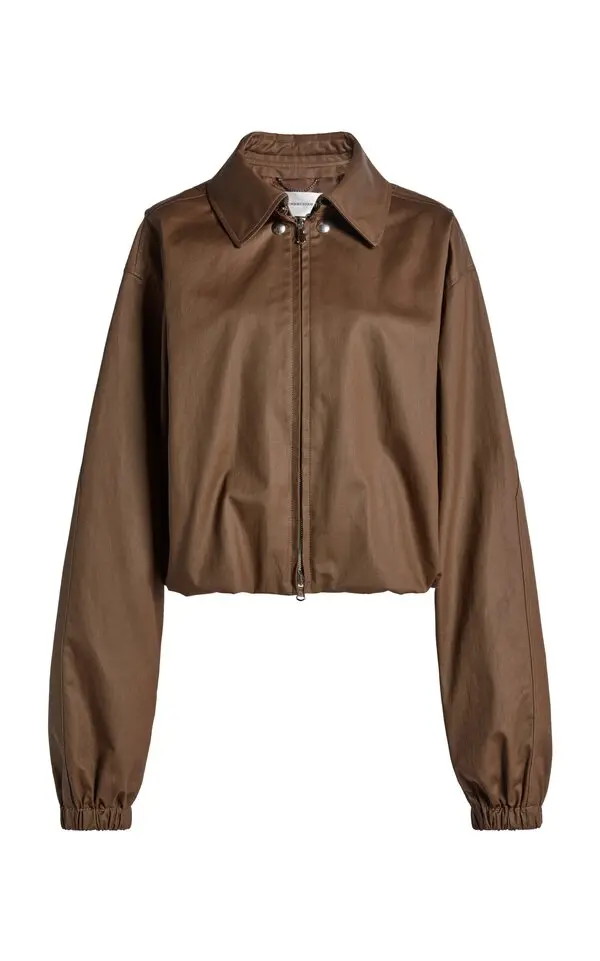 Victoria Beckham Paneled Cotton Bomber Jacket - Brown