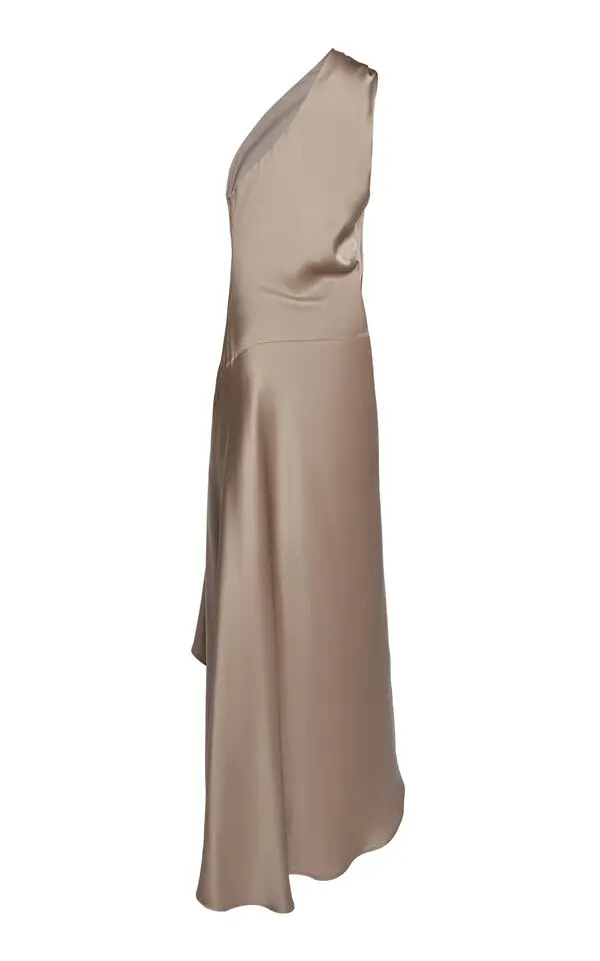 Victoria Beckham Asymmetrical Draped Midi Dress - Light Grey