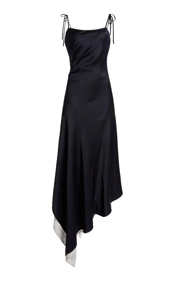 Victoria Beckham Asymmetrical Draped Midi Dress - Navy