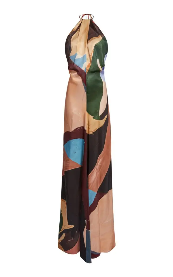 Victoria Beckham Printed Halter Neck Maxi Dress