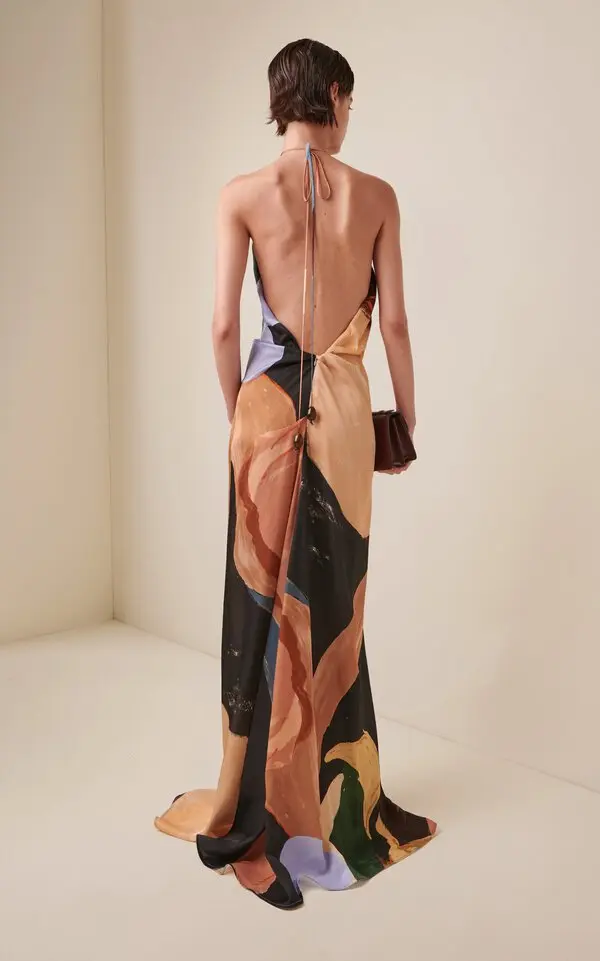 Victoria Beckham Printed Halter Neck Maxi Dress