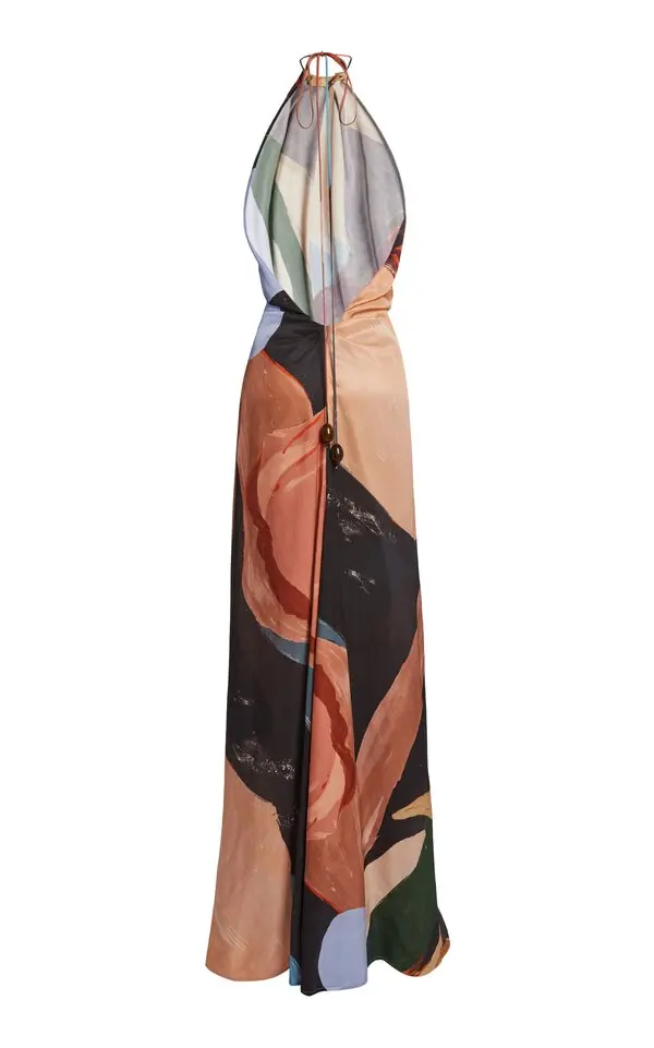 Victoria Beckham Printed Halter Neck Maxi Dress