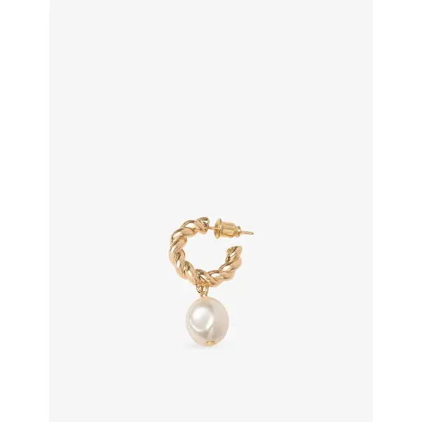 Maje Twisted Bead Brass Hoop Earrings