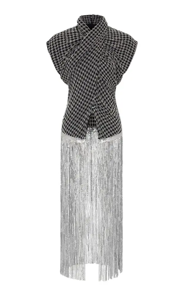 Rabanne Embellished Fringe Top - Silver