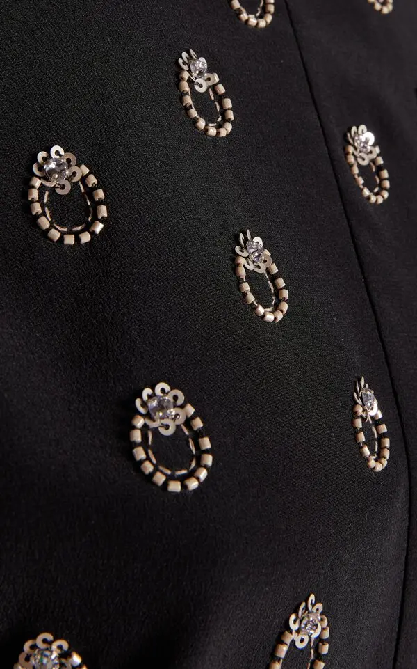 Victoria Beckham Embroidered Balloon-sleeve Silk Top