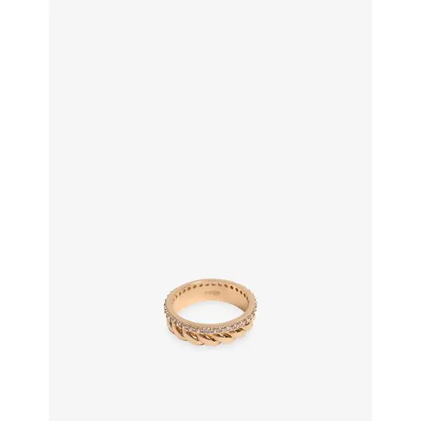 Maje Twisted Rhinestone Brass Ring - Gold