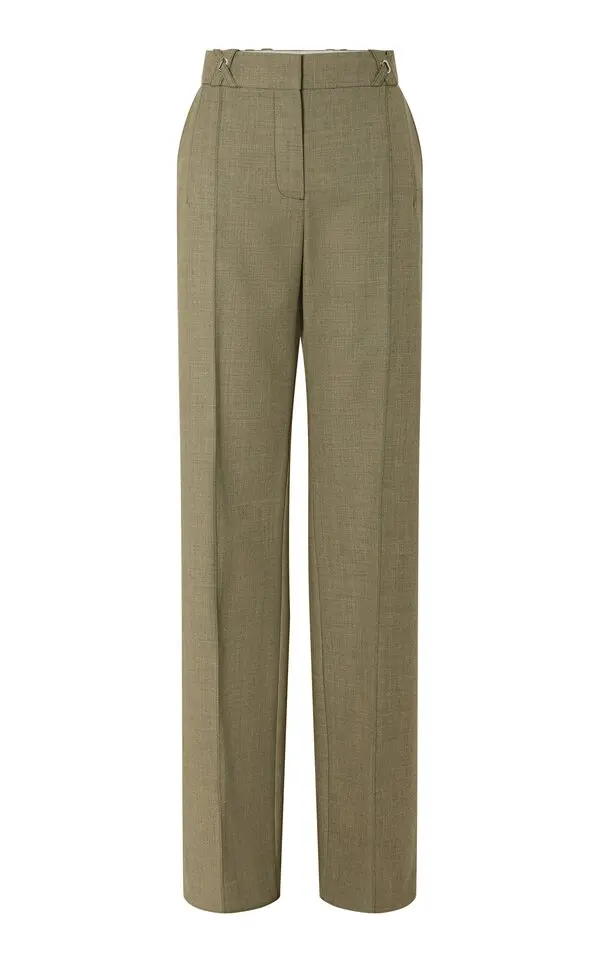 Rabanne Virgin Wool Wide-leg Pants - Khaki