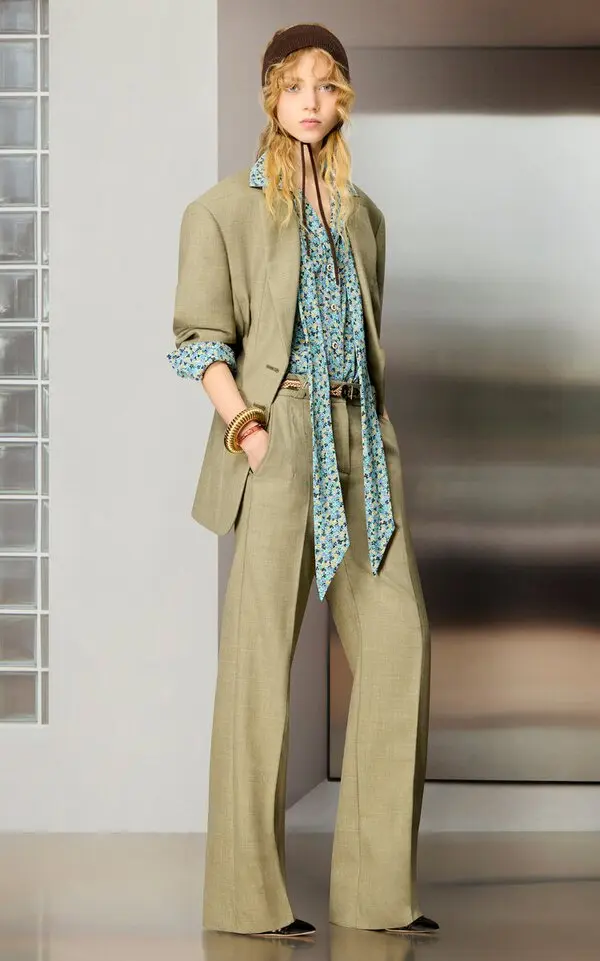 Rabanne Virgin Wool Wide-leg Pants - Khaki