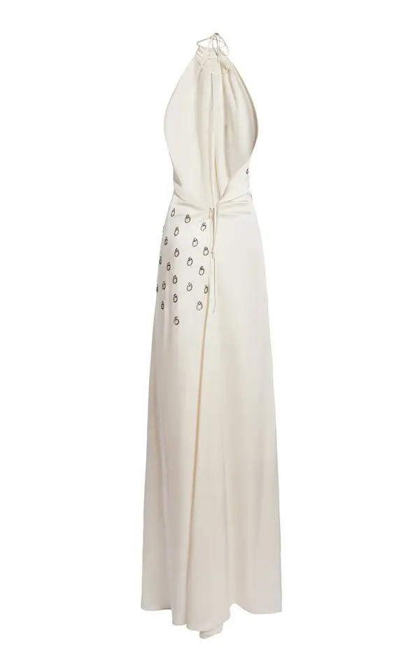 Victoria Beckham Embroidered Halter Neck Maxi Dress
