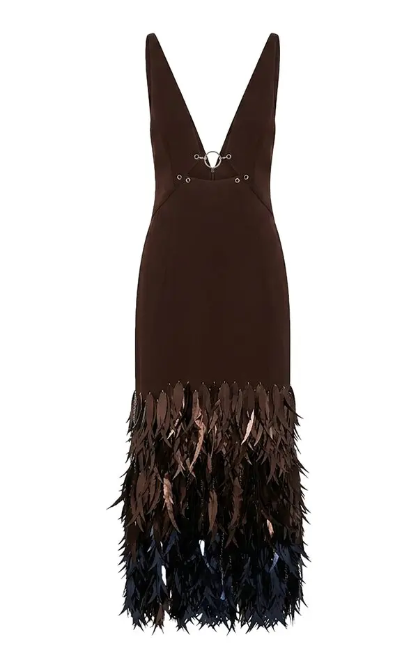 Rabanne Fringe Midi Dress - Brown