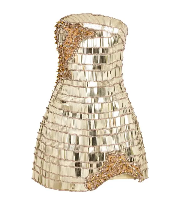 Rachel Gilbert Strapless Ariel Mini Dress - Gold