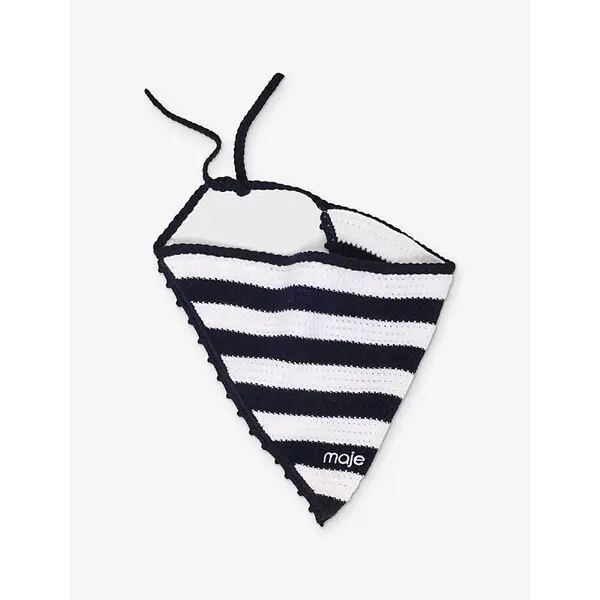 Maje Striped Knitted Bandana Scarf
