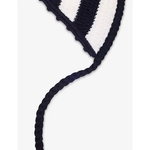 Maje Striped Knitted Bandana Scarf