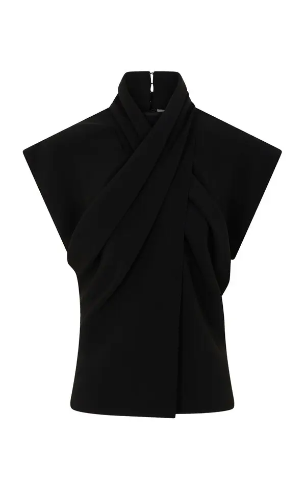 Rabanne Draped Sleeveless Top - Black