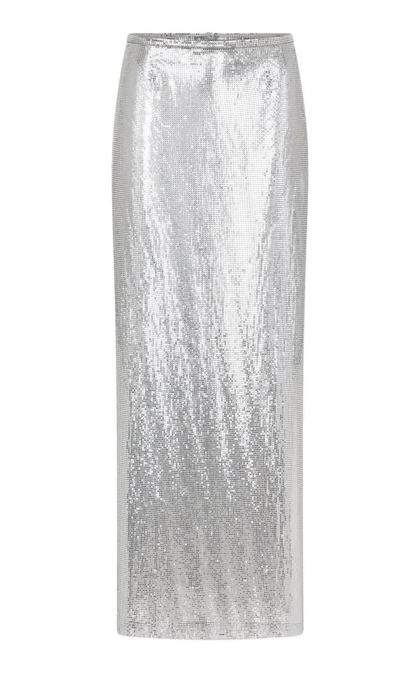 Rabanne Metallic Slit Midi Skirt