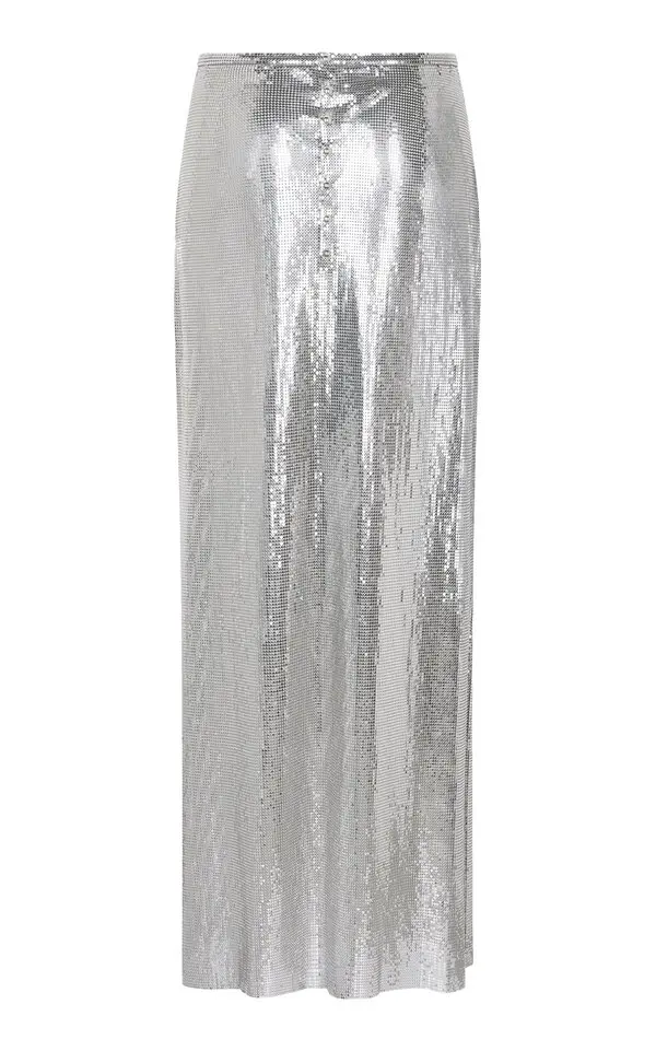 Rabanne Metallic Slit Midi Skirt