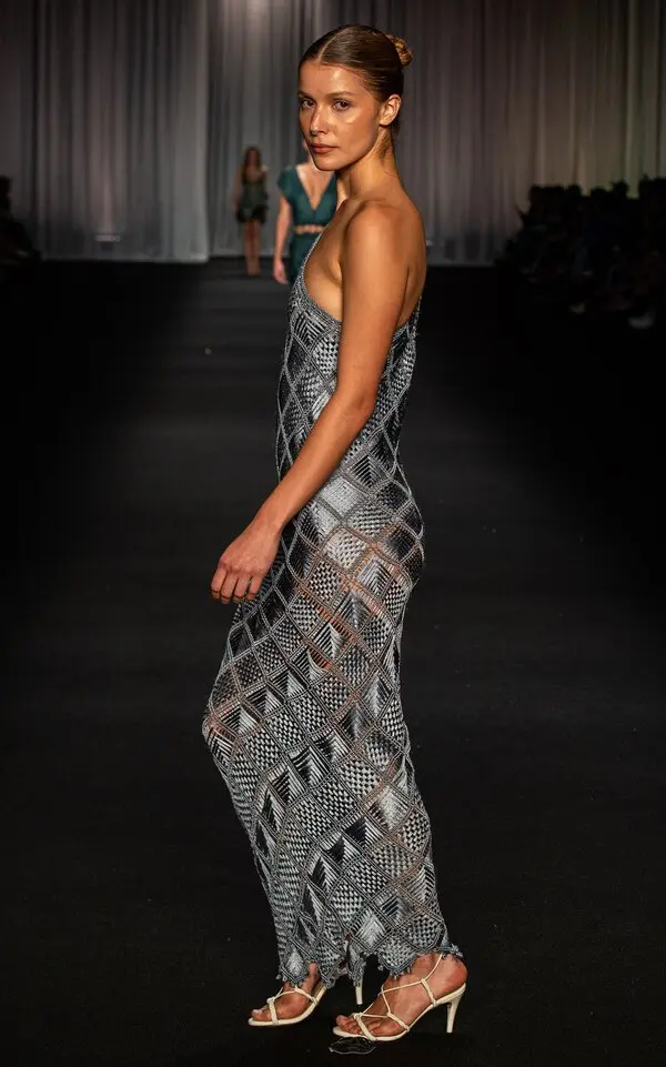 PALMA CANARIA Handwoven Macramé One-shoulder Maxi Dress