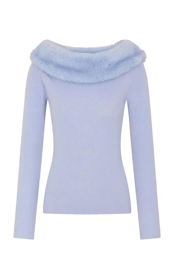 Rabanne Off-the-shoulder Wool-cashmere Sweater - Light Blue