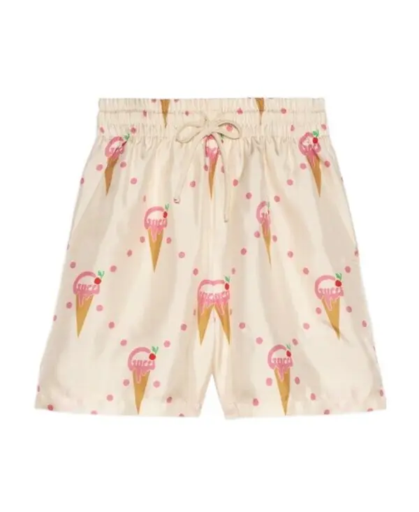 Gucci Ice Cream Print Silk Shorts
