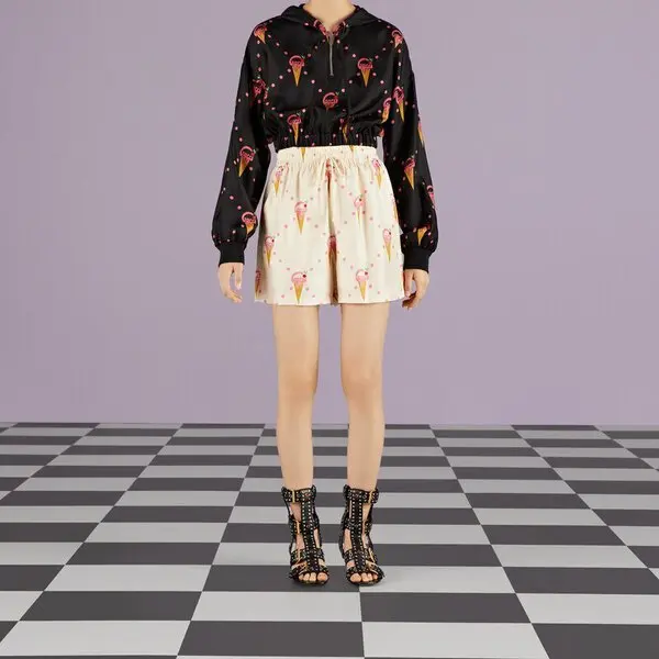 Gucci Ice Cream Print Silk Shorts