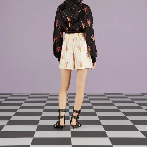 Gucci Ice Cream Print Silk Shorts