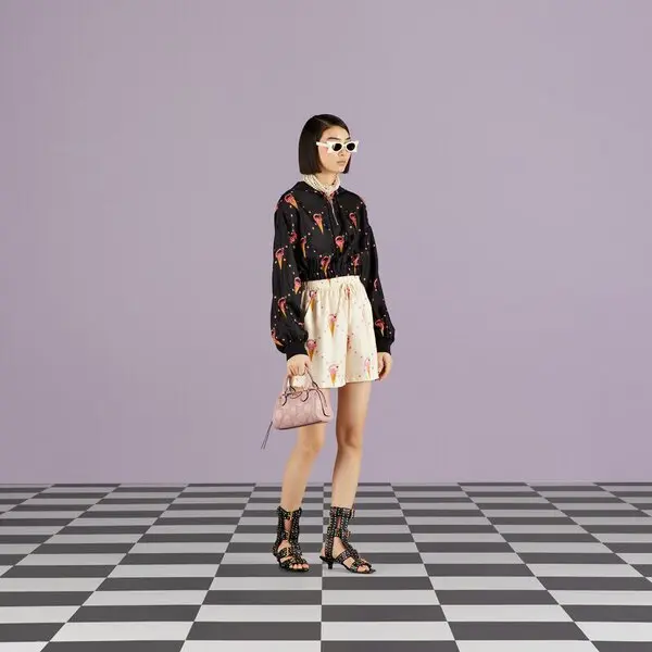 Gucci Ice Cream Print Silk Shorts