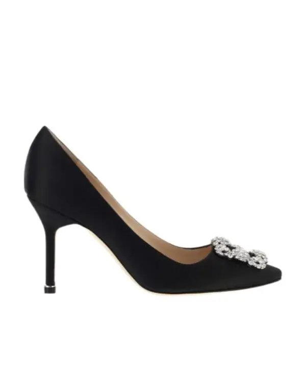 Manolo Blahnik Hangisi Embellished Buckle Pumps - Black
