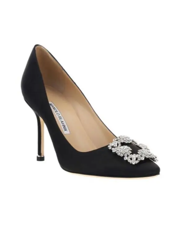 Manolo Blahnik Hangisi Embellished Buckle Pumps - Black