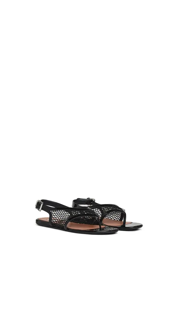 Alaïa Mesh And Patent Leather Thong Sandals