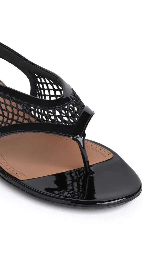Alaïa Mesh And Patent Leather Thong Sandals