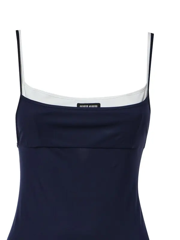 Miu Miu Stretch Jersey Midi Dress With Jacquard Logo