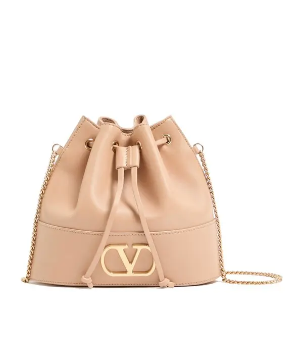 Valentino Garavani Mini Vlogo Signature Bucket Bag In Nappa Leather - Pink