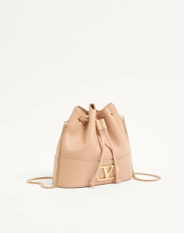 Valentino Garavani Mini Vlogo Signature Bucket Bag In Nappa Leather - Pink