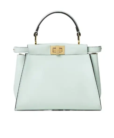 Fendi Peekaboo Leather Shoulder Bag - Light Green