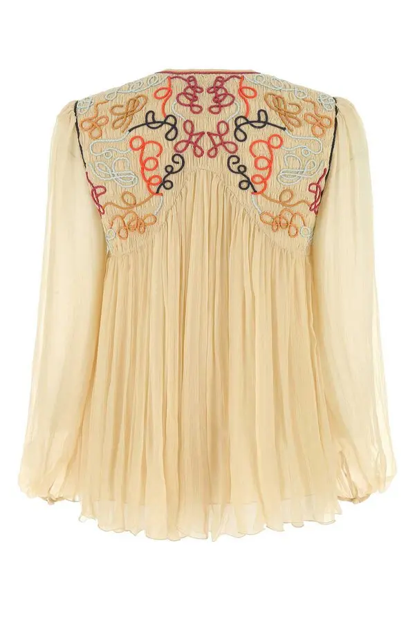 Chloé Embroidered Long-sleeve Blouse