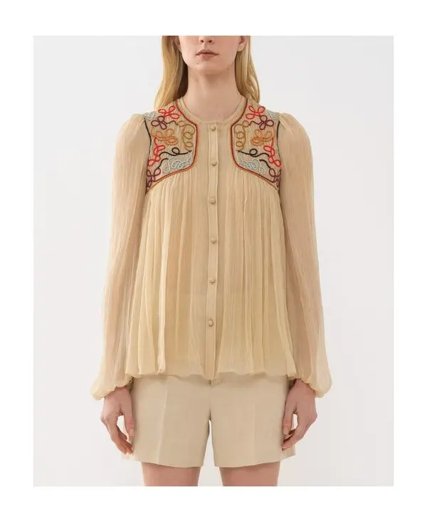 Chloé Embroidery Long-sleeved Blouse