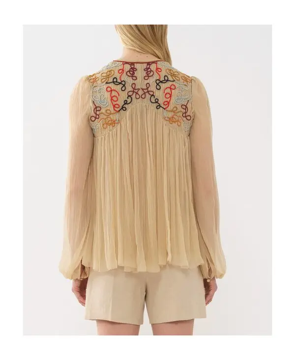 Chloé Embroidery Long-sleeved Blouse