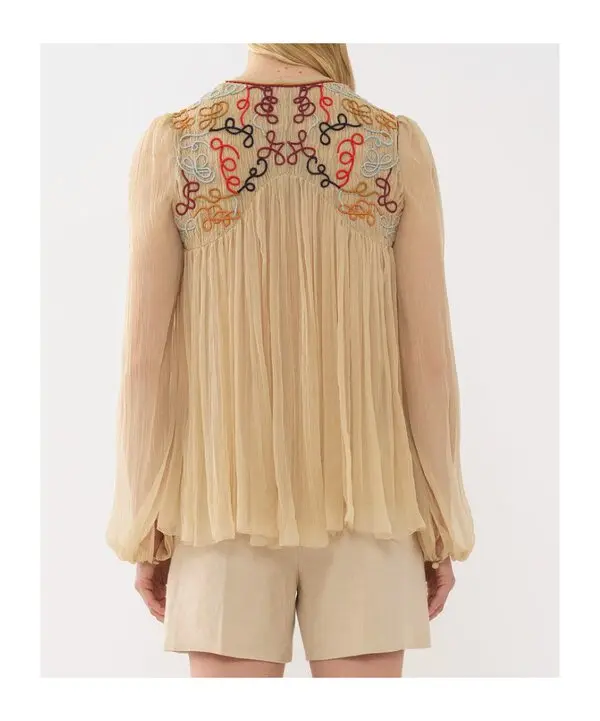 Chloé Embroidered Long-sleeve Blouse