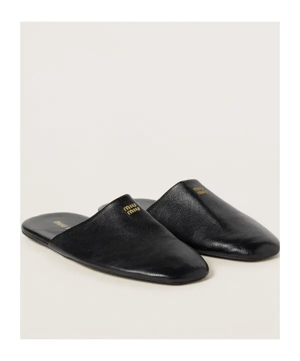 Miu Miu Leather Slippers