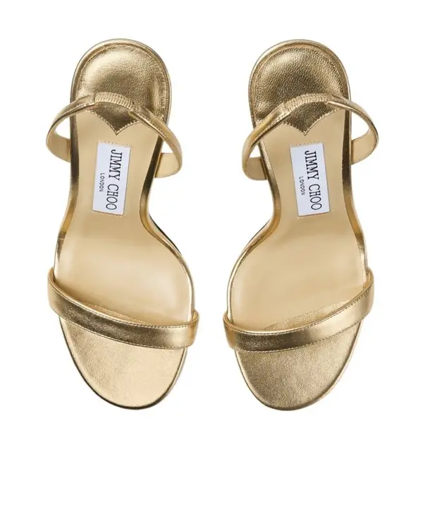 JIMMY CHOO Gold Metallic Nappa Leather Sandals