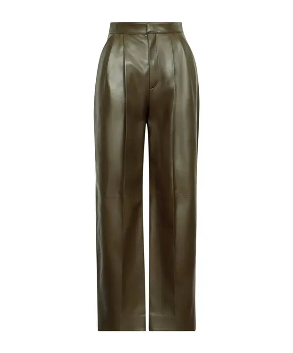 Bottega Veneta Shiny Leather Wide-leg Pants - Green
