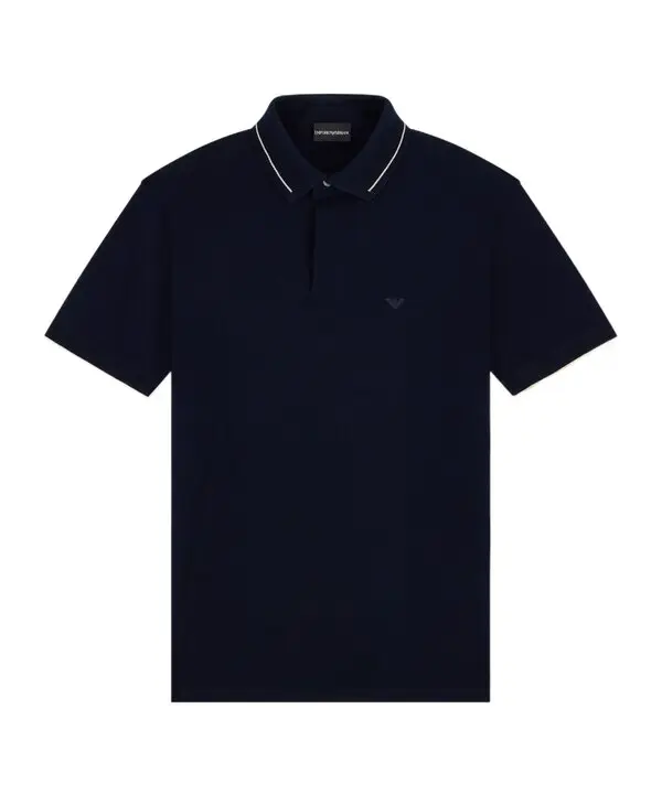 Emporio Armani Regular Fit Cotton Piqué Knit Polo Shirt - Navy